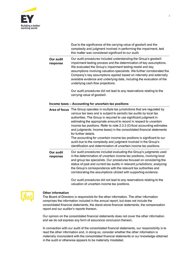Tecan Annual Report: Statutory Auditor´s Report on the Consolidated ...